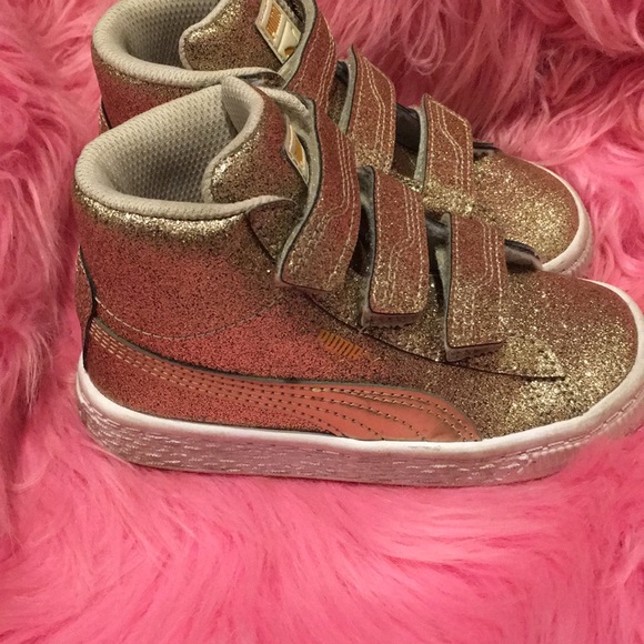Puma | Shoes | Gold Glittery High Top Pumas Super Cute | Poshmark